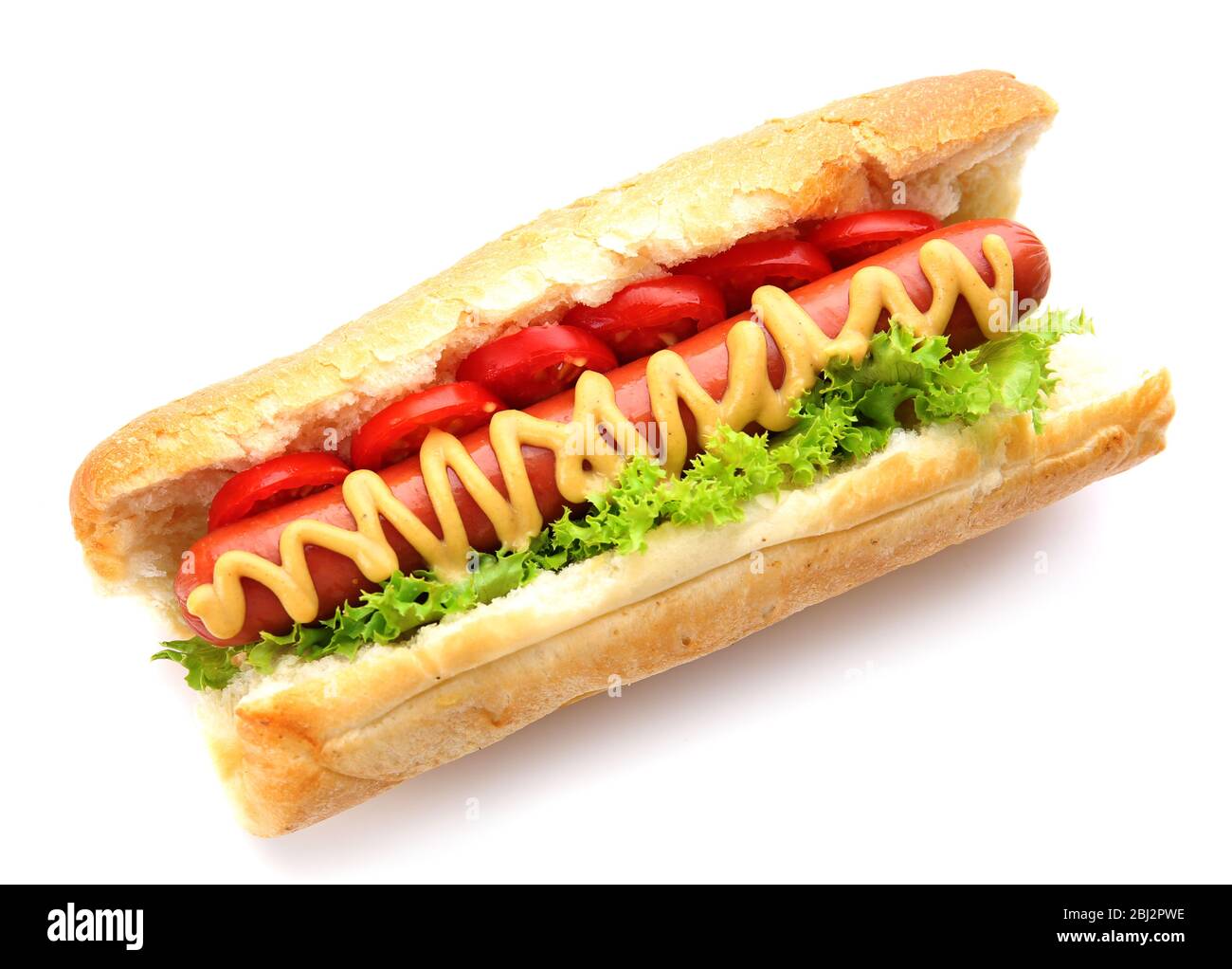 Fresh hot dog isolated on white Stock Photo - Alamy