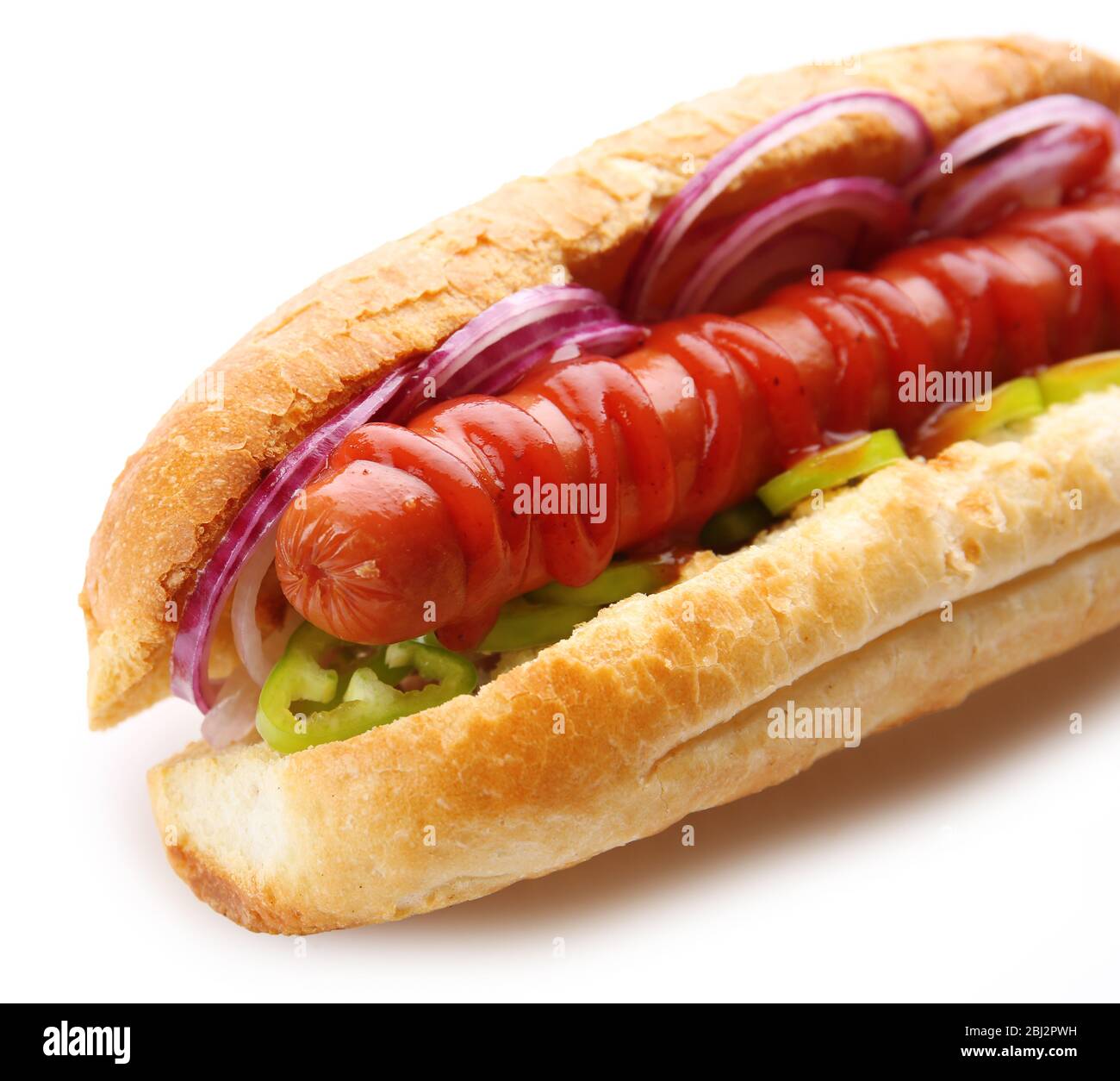 Fresh hot dog isolated on white Stock Photo - Alamy
