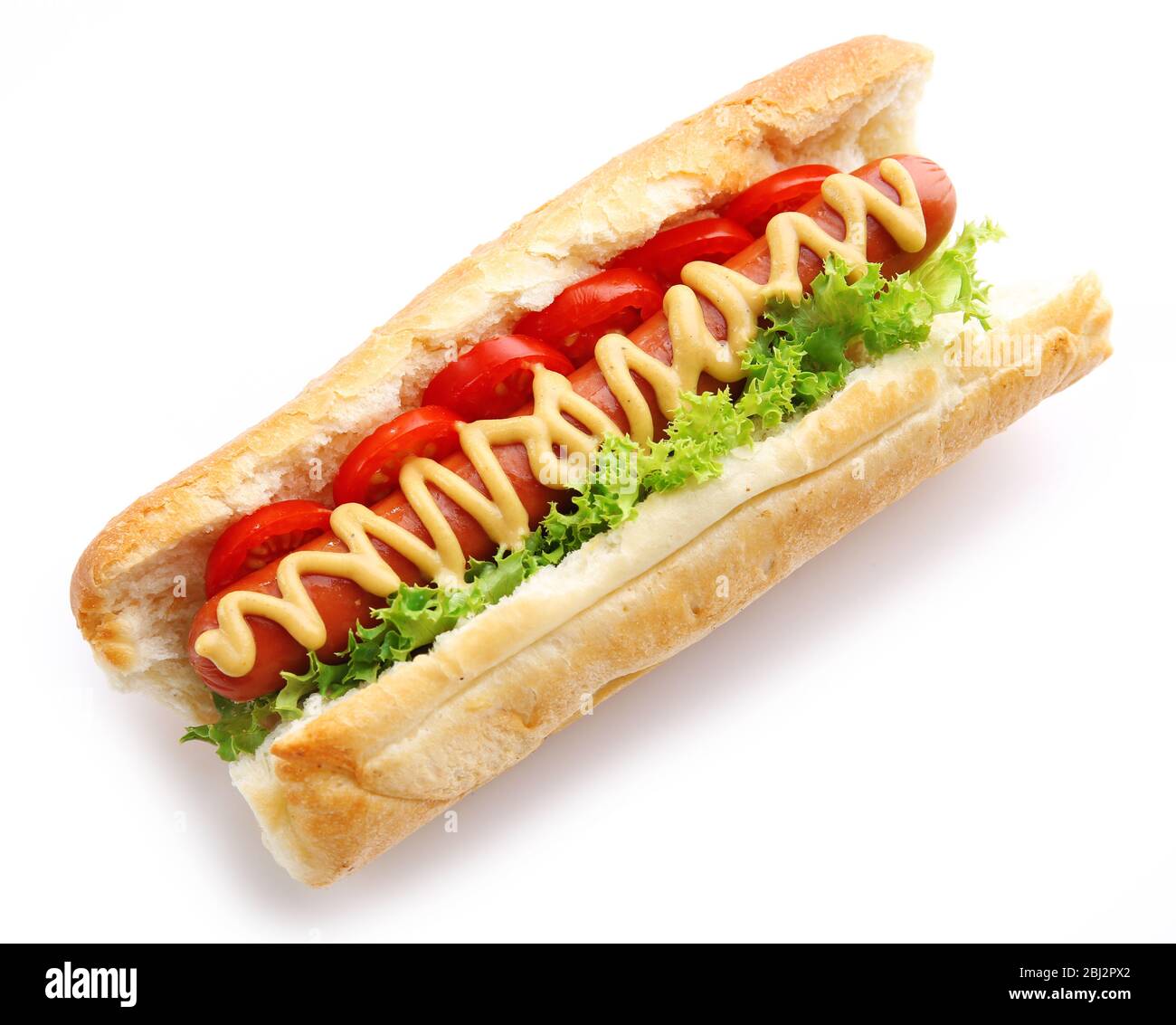Fresh hot dog isolated on white Stock Photo - Alamy