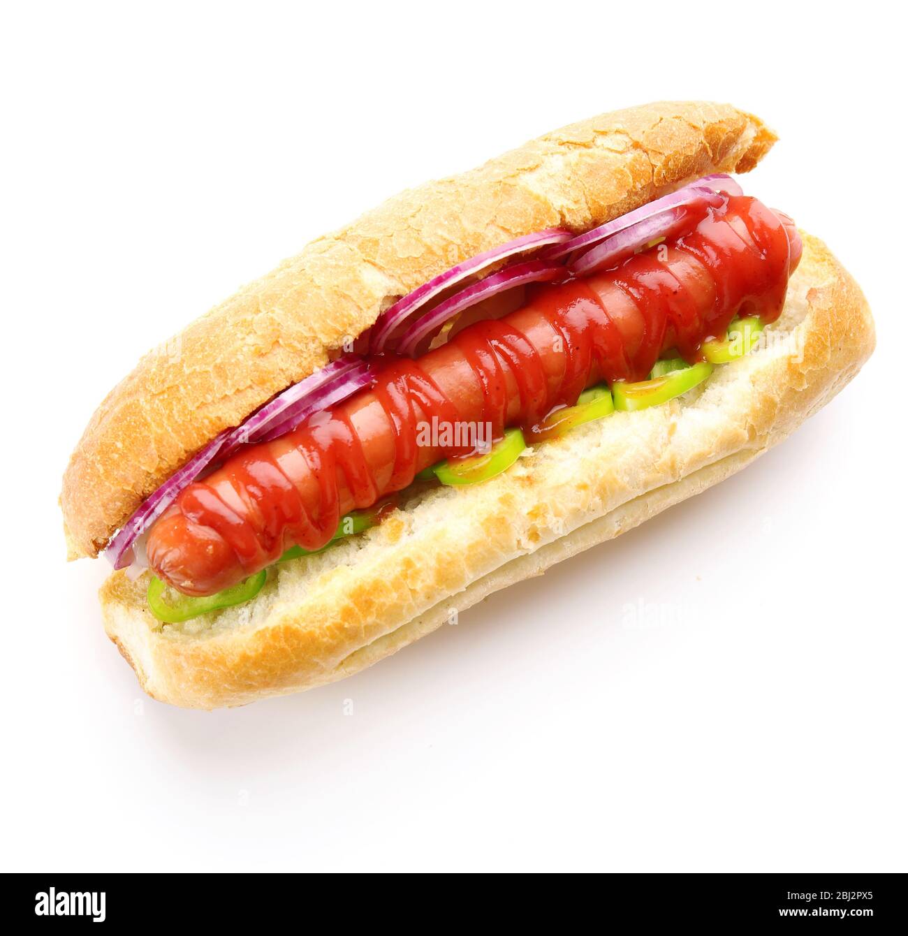 Fresh hot dog isolated on white Stock Photo - Alamy