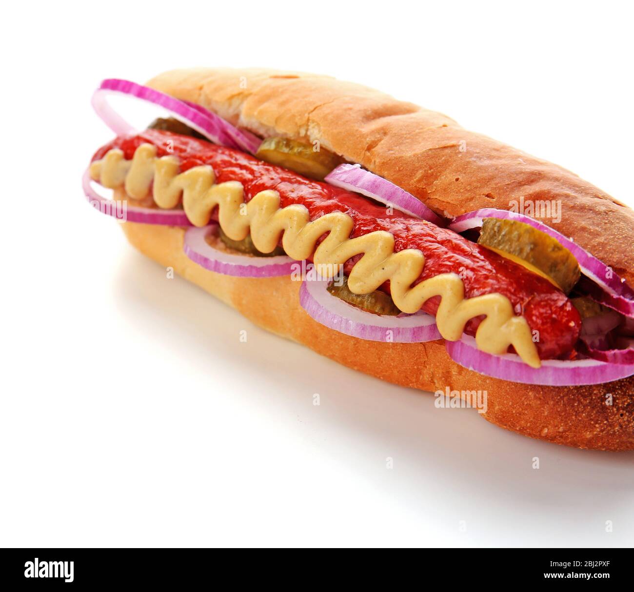 Fresh hot dog isolated on white Stock Photo - Alamy
