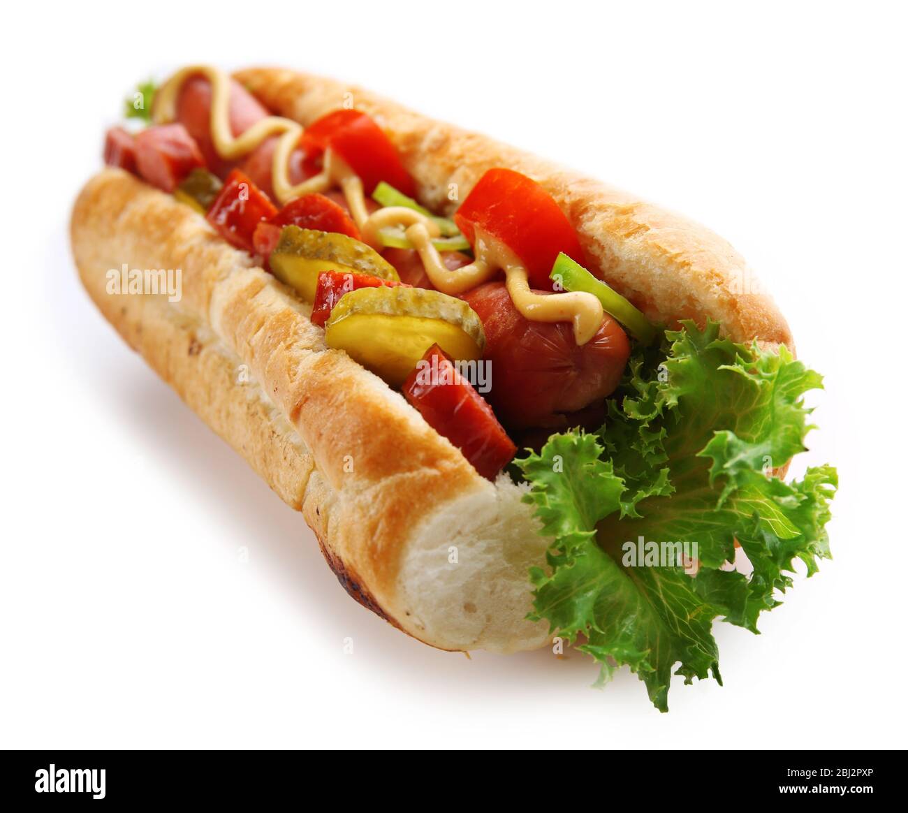 Fresh hot dog isolated on white Stock Photo - Alamy