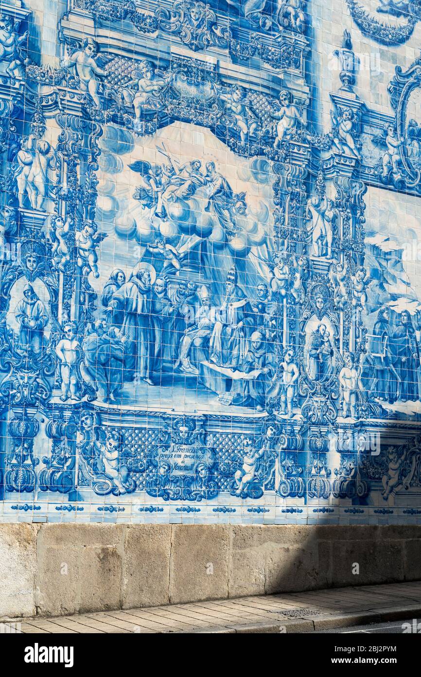 Azulejos Portuguese blue and white wall tiles of Capela das Almas de ...