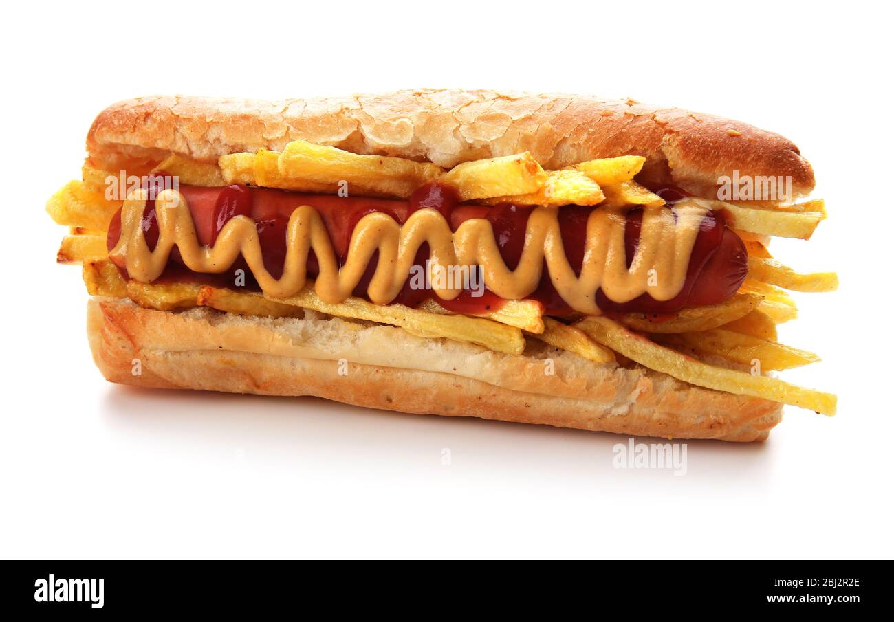 Fresh hot dog isolated on white Stock Photo - Alamy