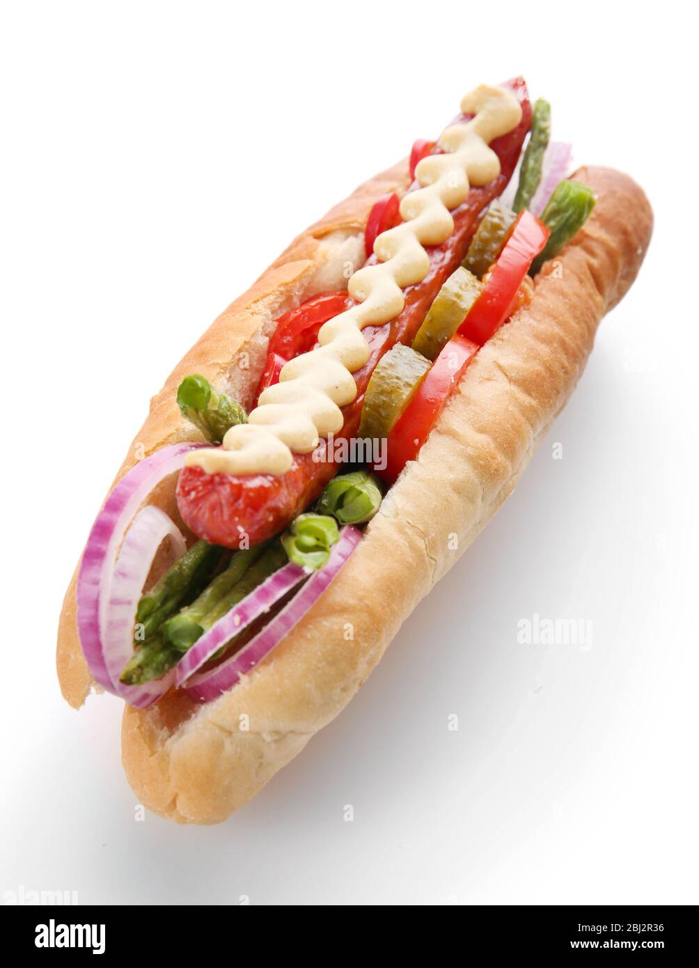 Fresh hot dog isolated on white Stock Photo - Alamy