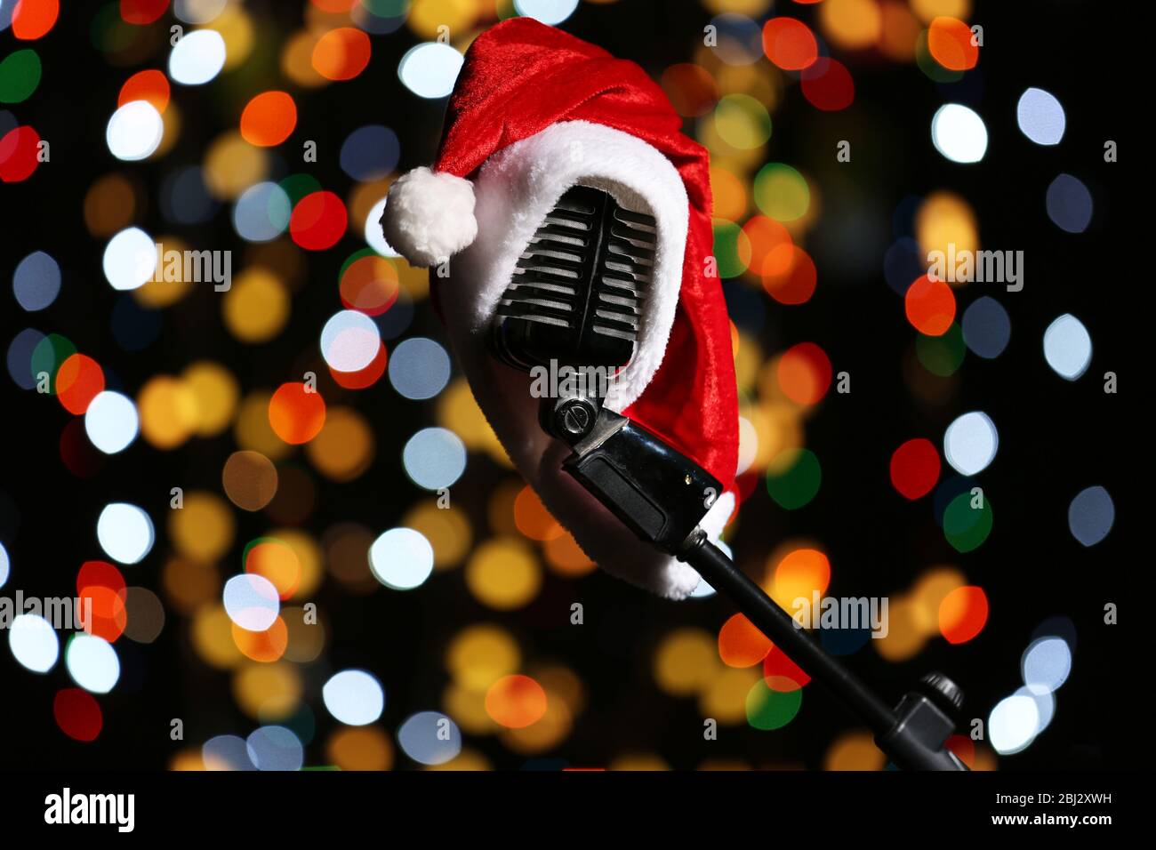 Retro metallic microphone against red hi-res stock photography and ...