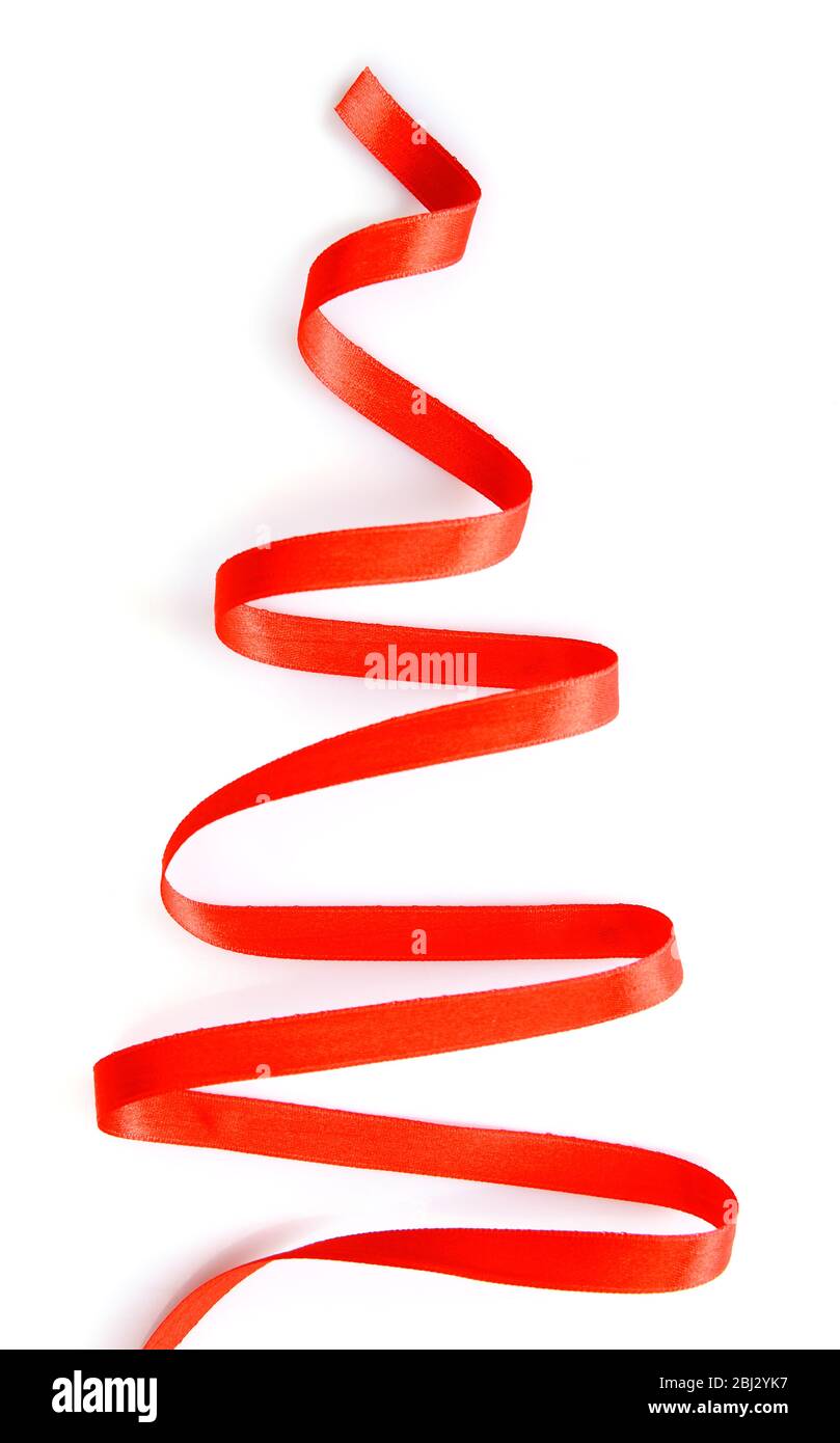 Red curved ribbon isolated on white Stock Photo - Alamy