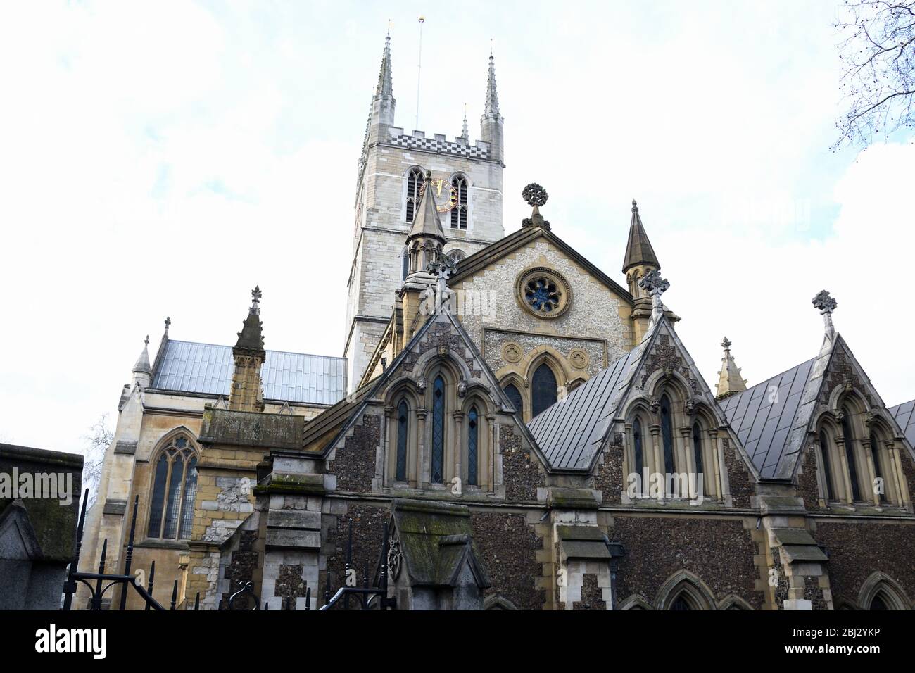 London, UK, 25th of January 2020: Borough Market, Southwark Cathedral ...