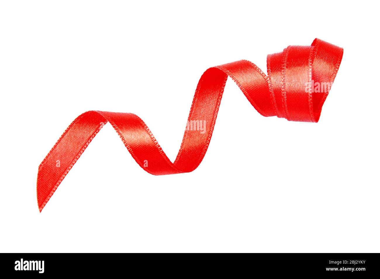 Red curved ribbon isolated on white background Stock Photo - Alamy