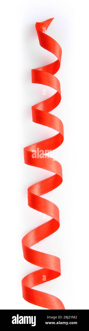 Red curved ribbon isolated on white Stock Photo - Alamy