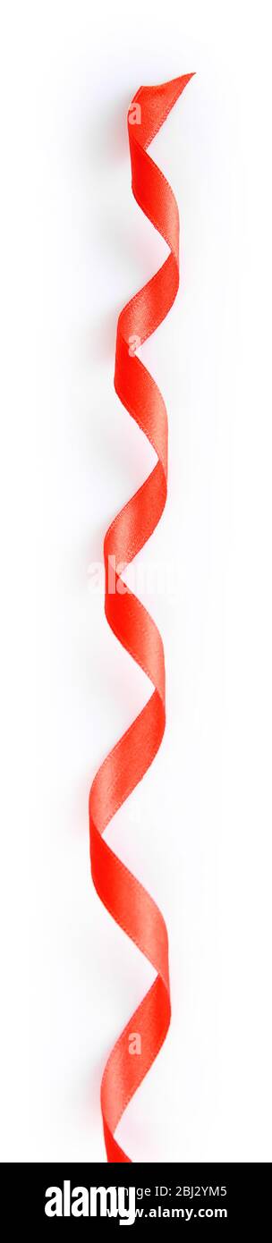 Red curved ribbon isolated on white Stock Photo - Alamy