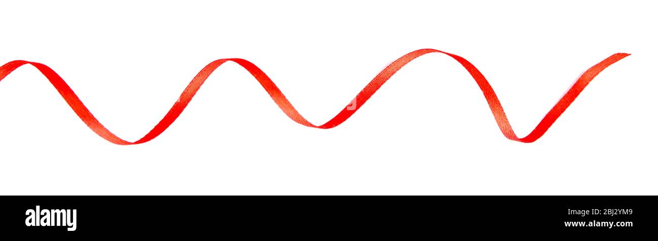 Thin red curved ribbon isolated on white Stock Photo - Alamy