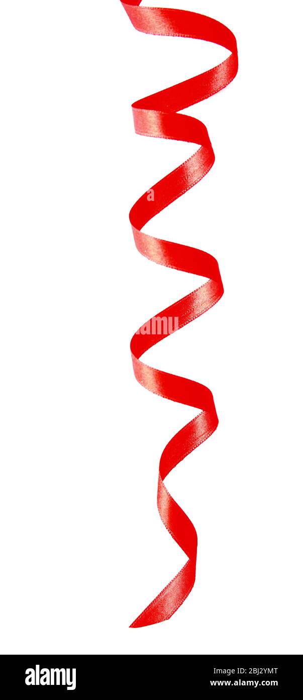 Red curved ribbon isolated on white Stock Photo - Alamy