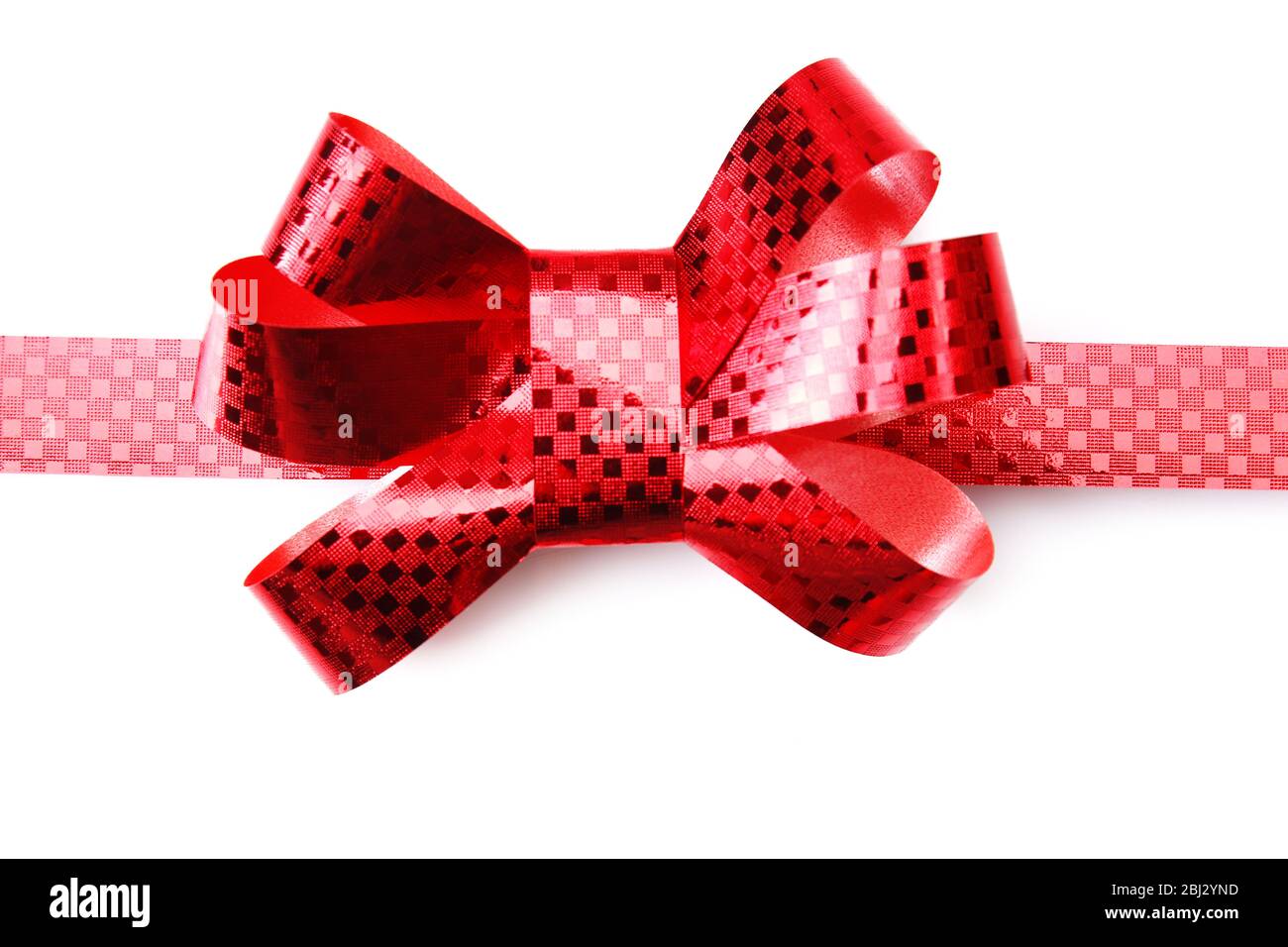 Red shiny ribbon bow isolated on white background Stock Photo - Alamy