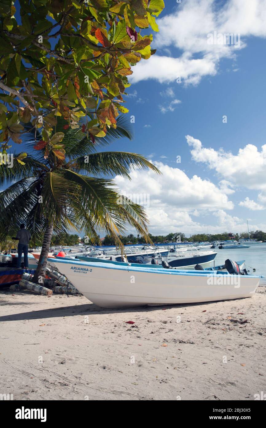 boats on the beach, Bayahibe, Dominican republic Stock Photo - Alamy
