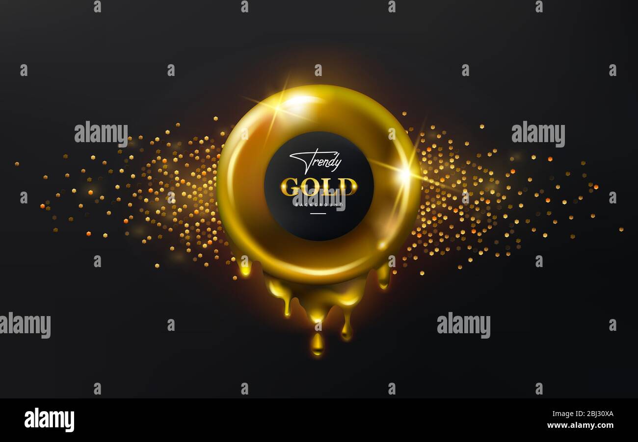 Trendy geometrical shapes of golden liquid donut shape in the center of ...