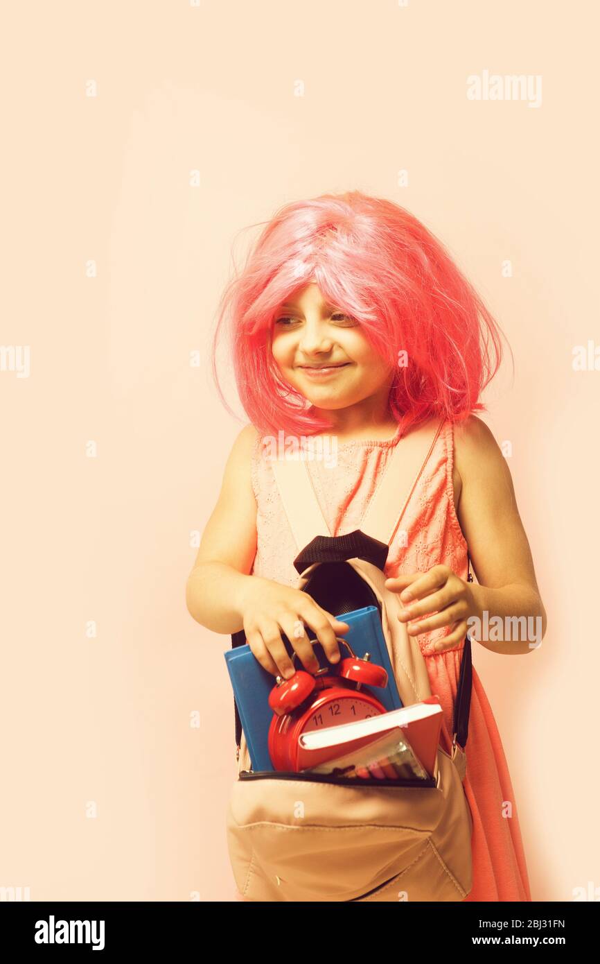 Back to school and learning concept. Pupil with happy face, isolated on ...