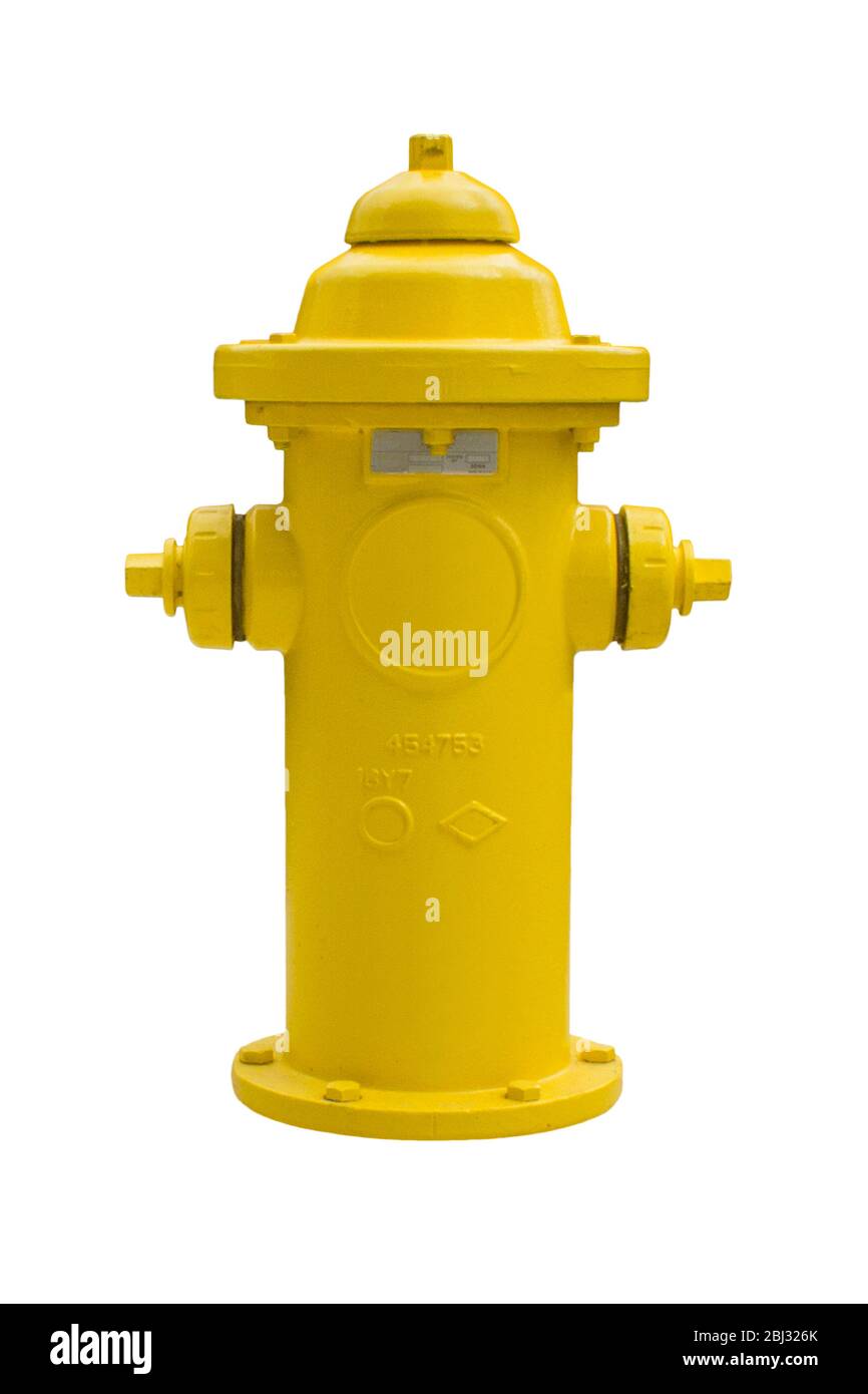 Fire hydrant, yellow on a white background Stock Photo - Alamy