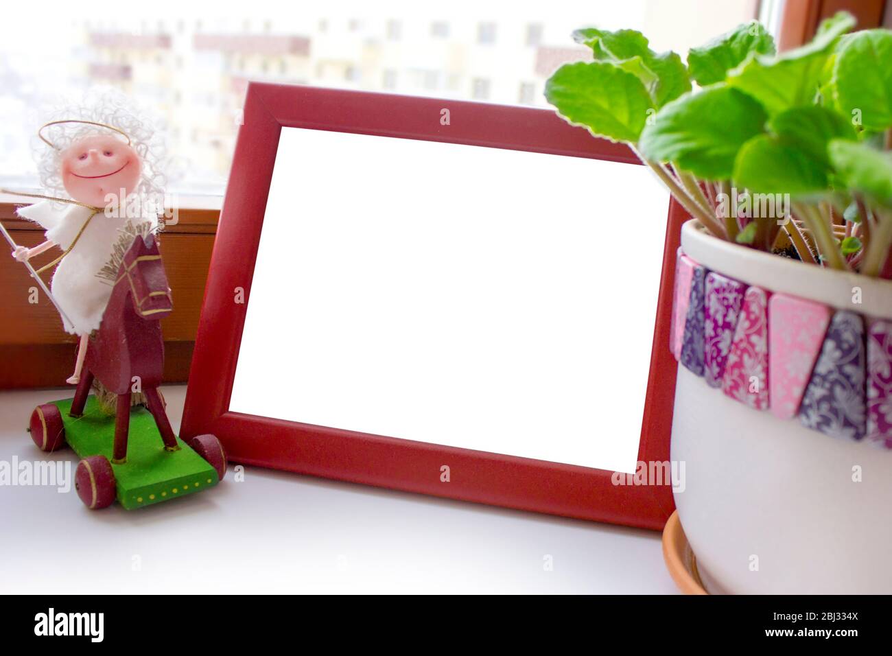 Empty frame on the window. Mock-up Stock Photo - Alamy