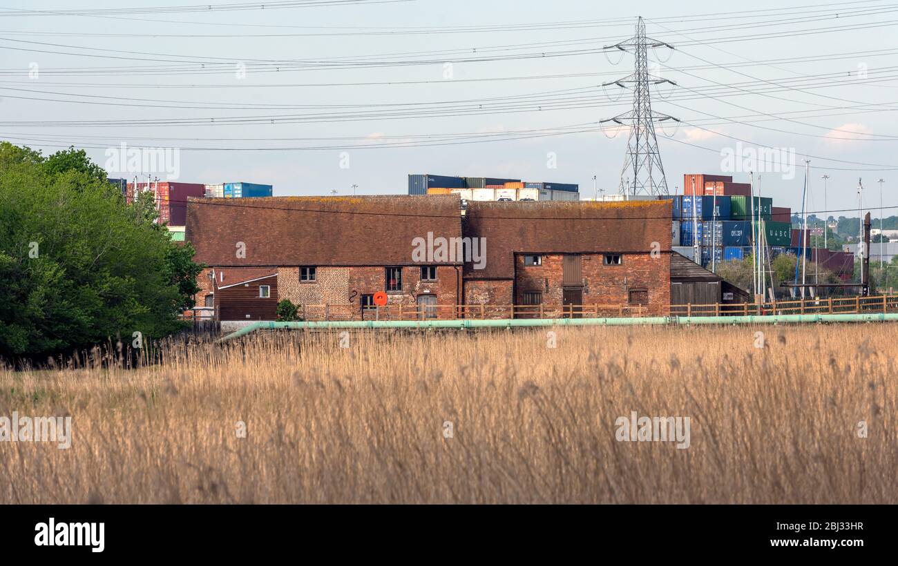 View of Eling Tide Mill grade II listed building looking across Bartley ...
