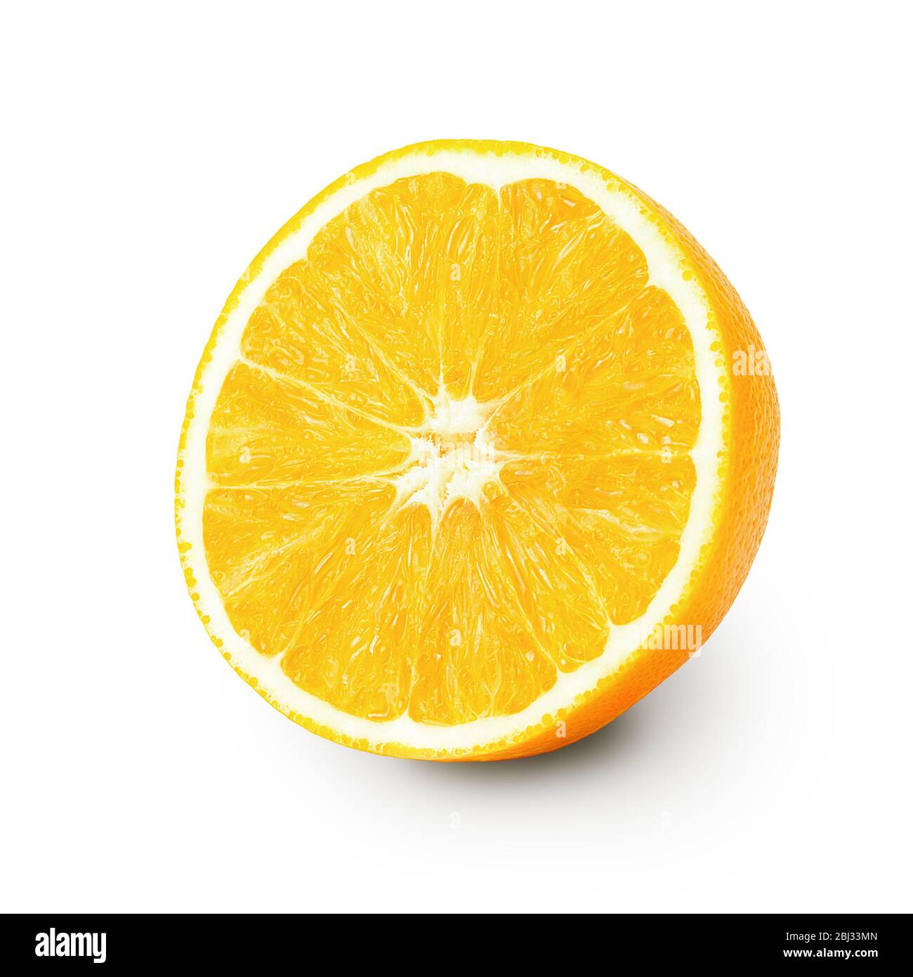 Isolated orange. One half ripe orange isolated on a white background ...