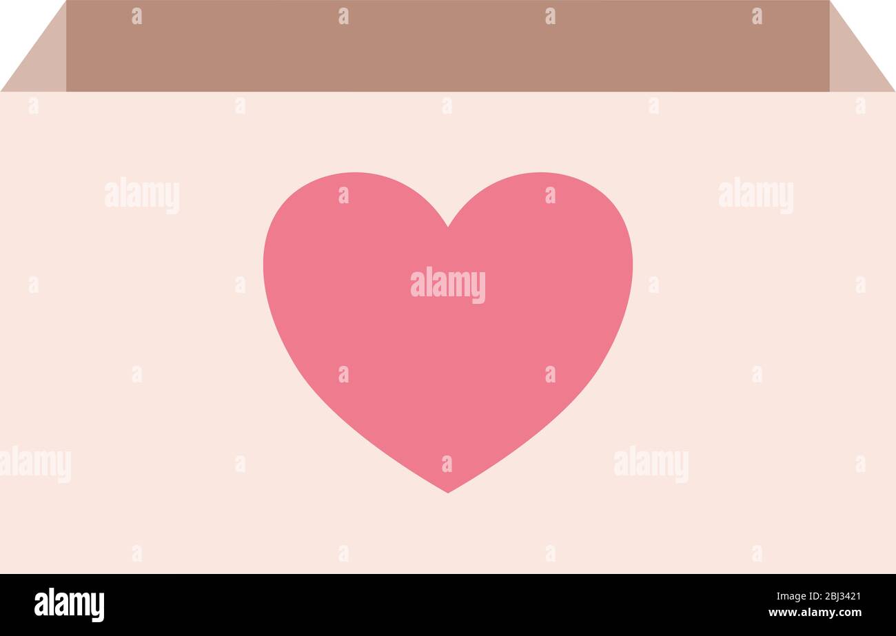 Cardboard box for dontation or giving concept with a heart shape on it ...