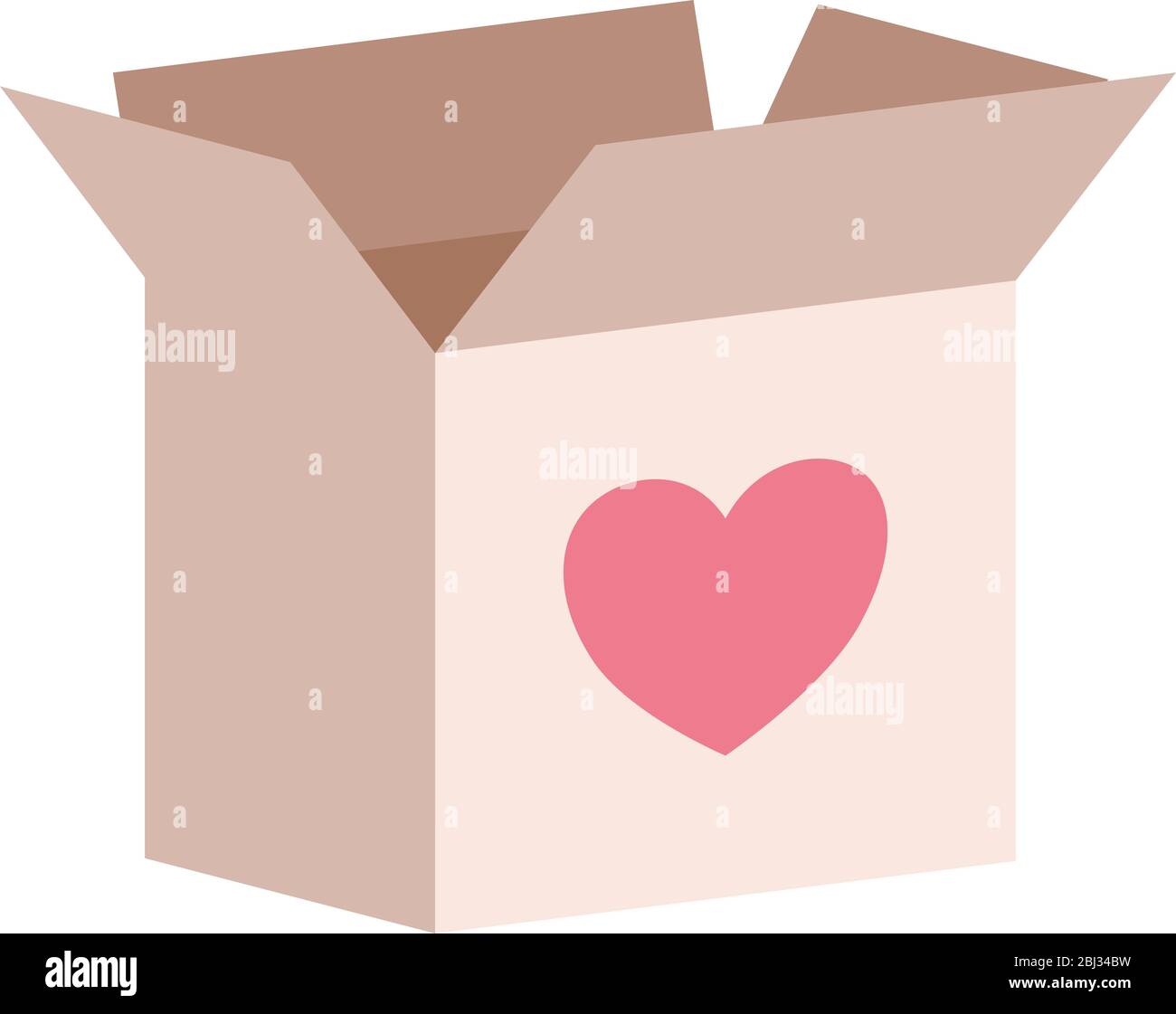 Cardboard box for dontation or giving concept with a heart shape on it ...