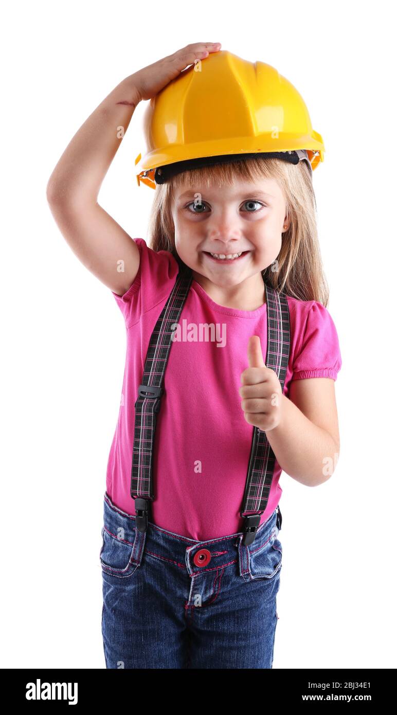 Little girl with toy tools isolated on white Stock Photo - Alamy