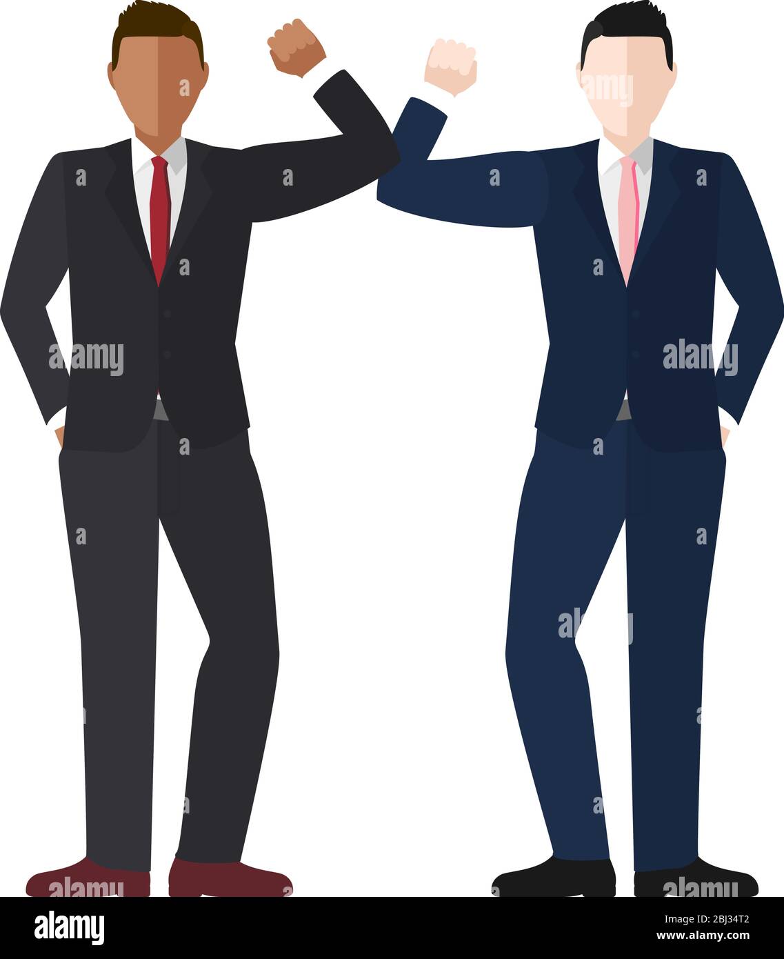 Elbow bump greeting concept vector of two well dressed businessmen for ...