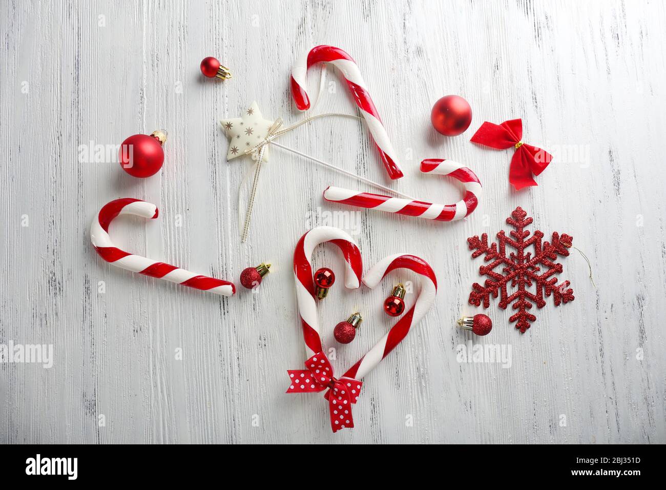 Christmas Candy Canes on table close-up Stock Photo - Alamy