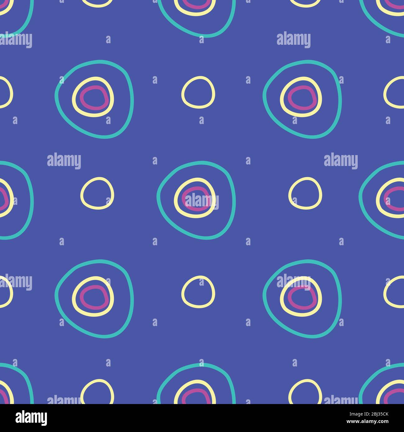 Hoops Circles and rings on bright blue background seamless repeat ...