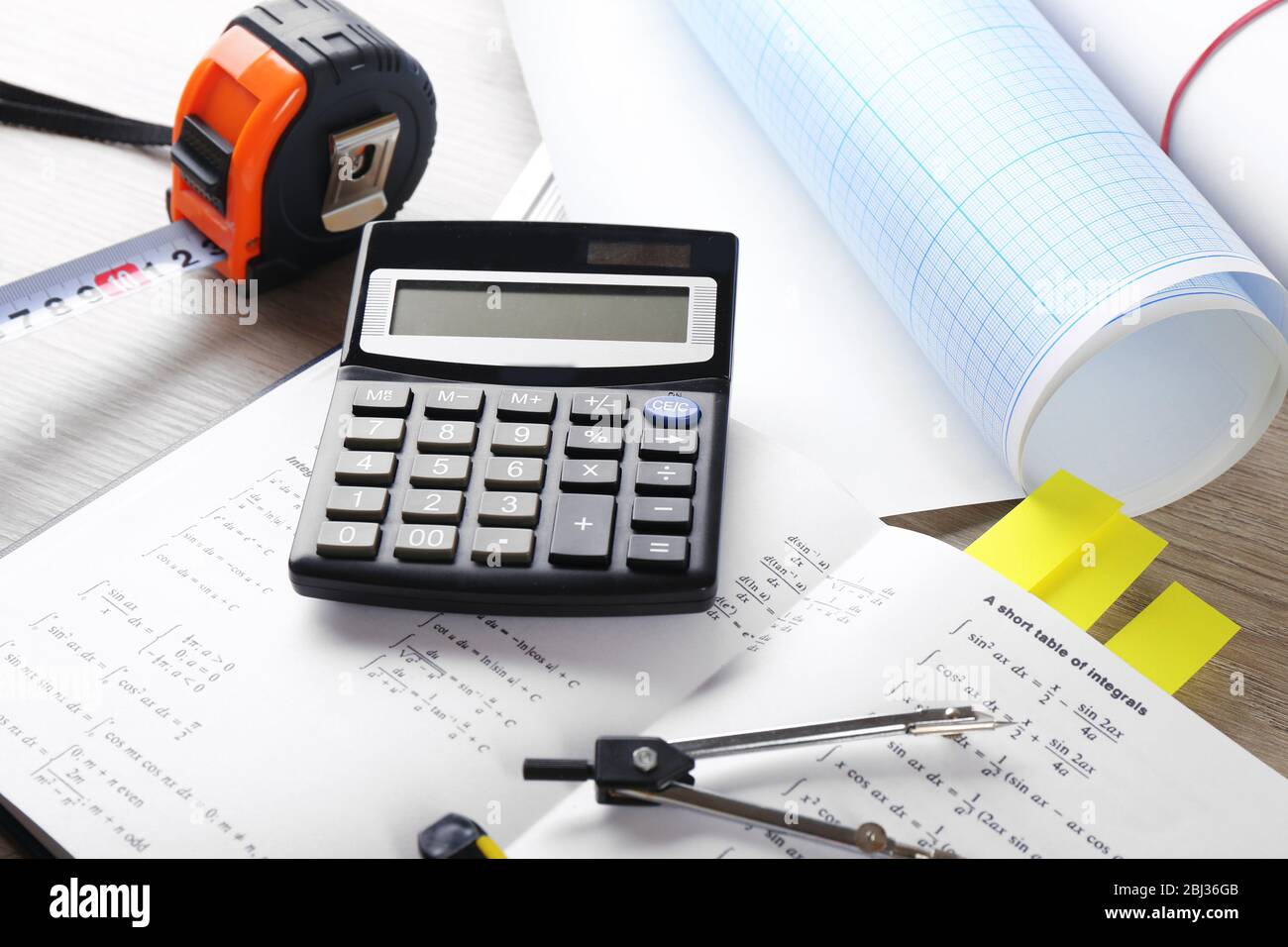 School supplies and textbook on mathematics close up Stock Photo - Alamy