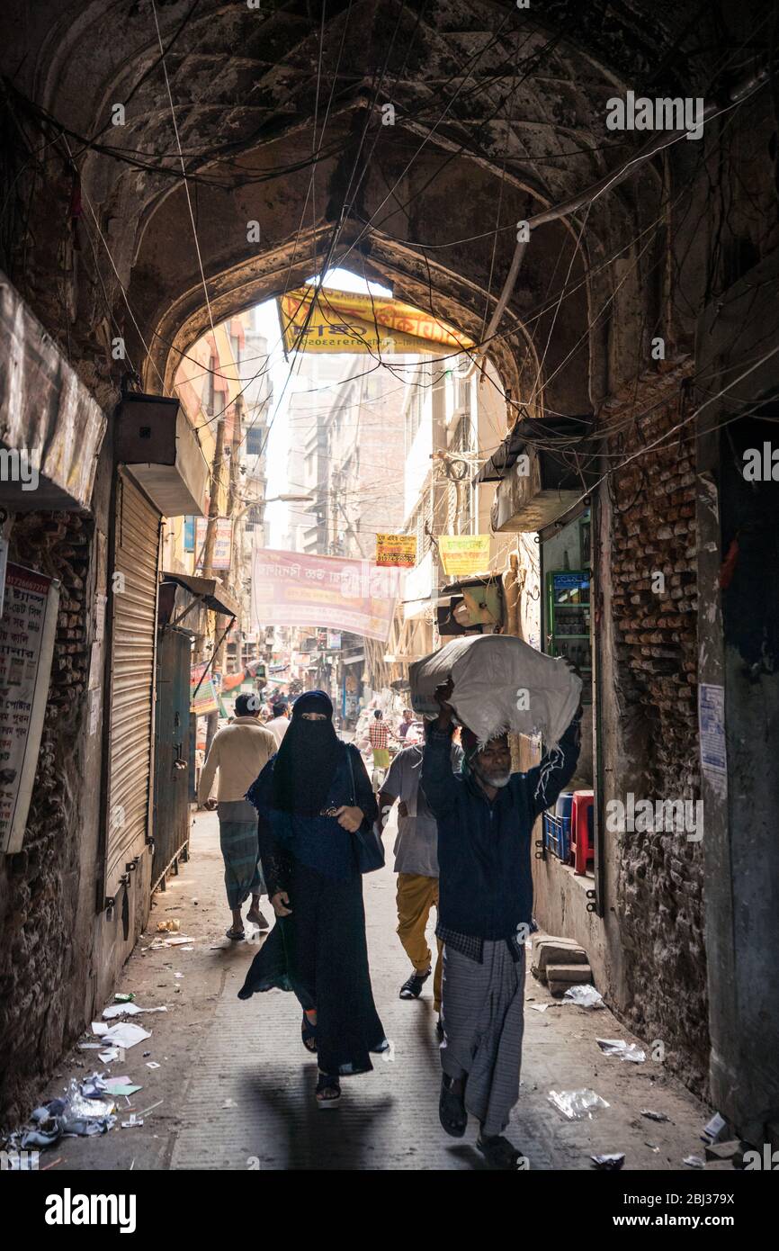 Dhaka / Bangladesh - January 14, 2019: Muslim women wearing traditional ...
