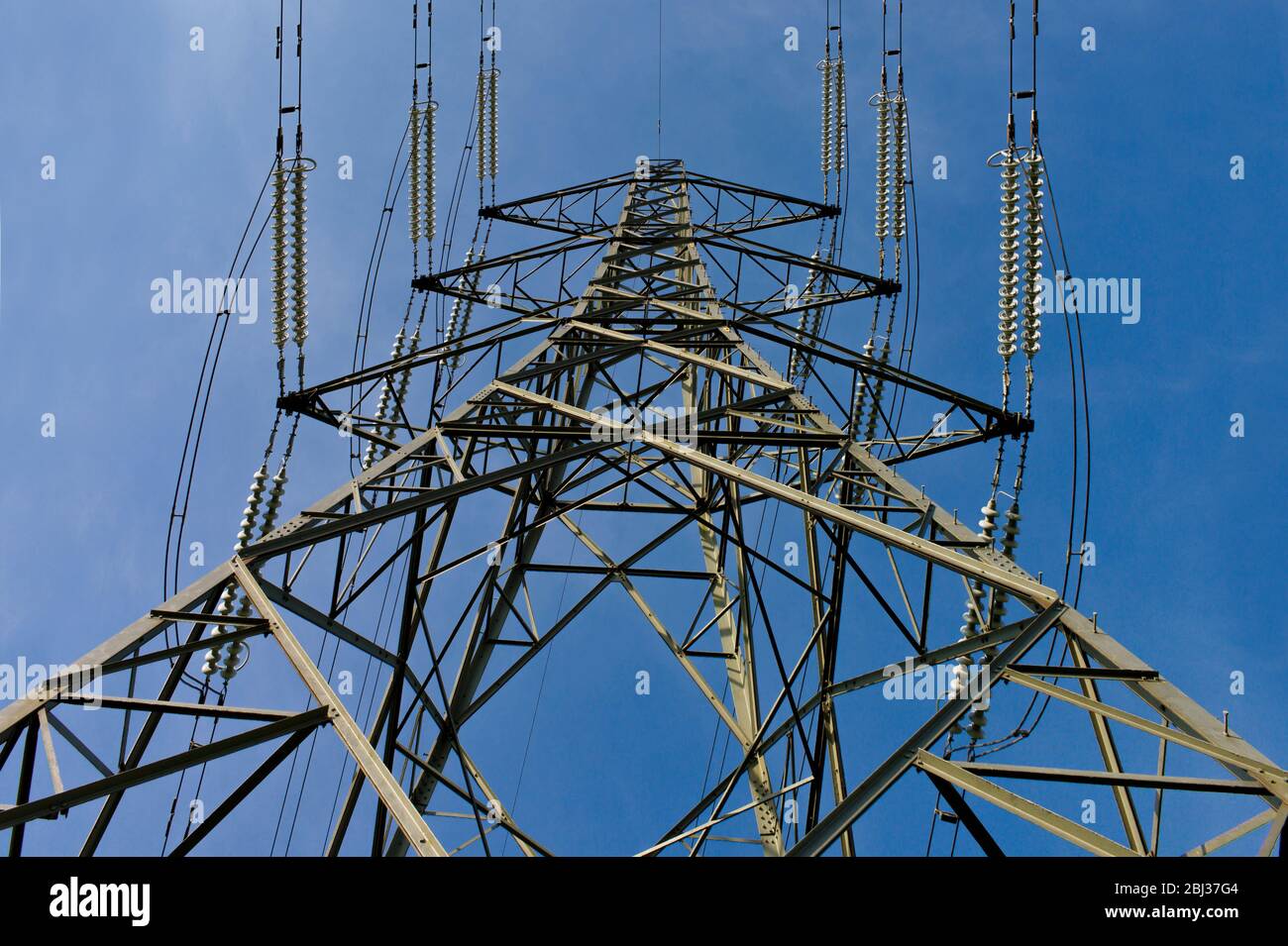 A deviation tower on the national grid seen from the bottom Stock Photo ...