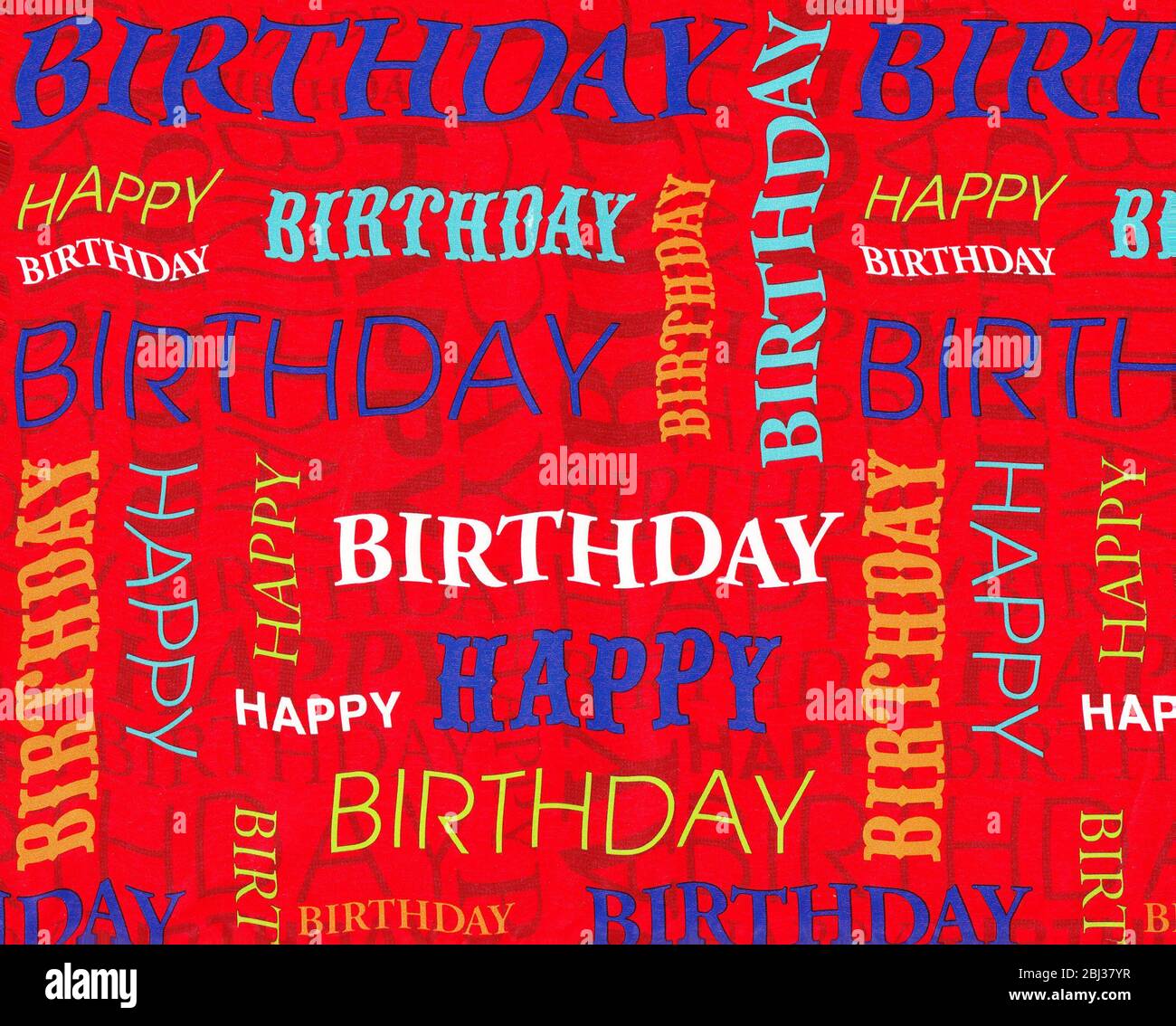 Colorful Happy Birthday wavy font text on red background, gender ...