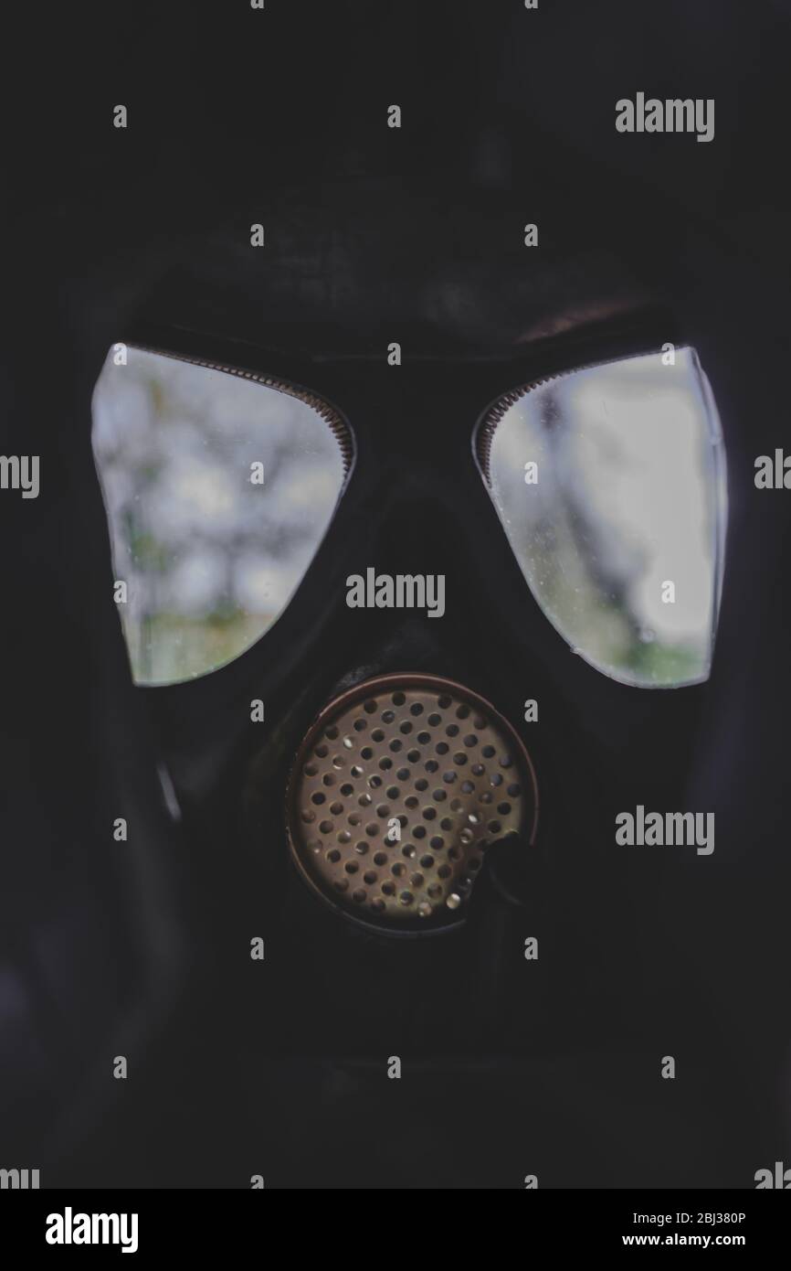 Beautiful gas mask inside view. Pandemic coronavirus covid-19 ...