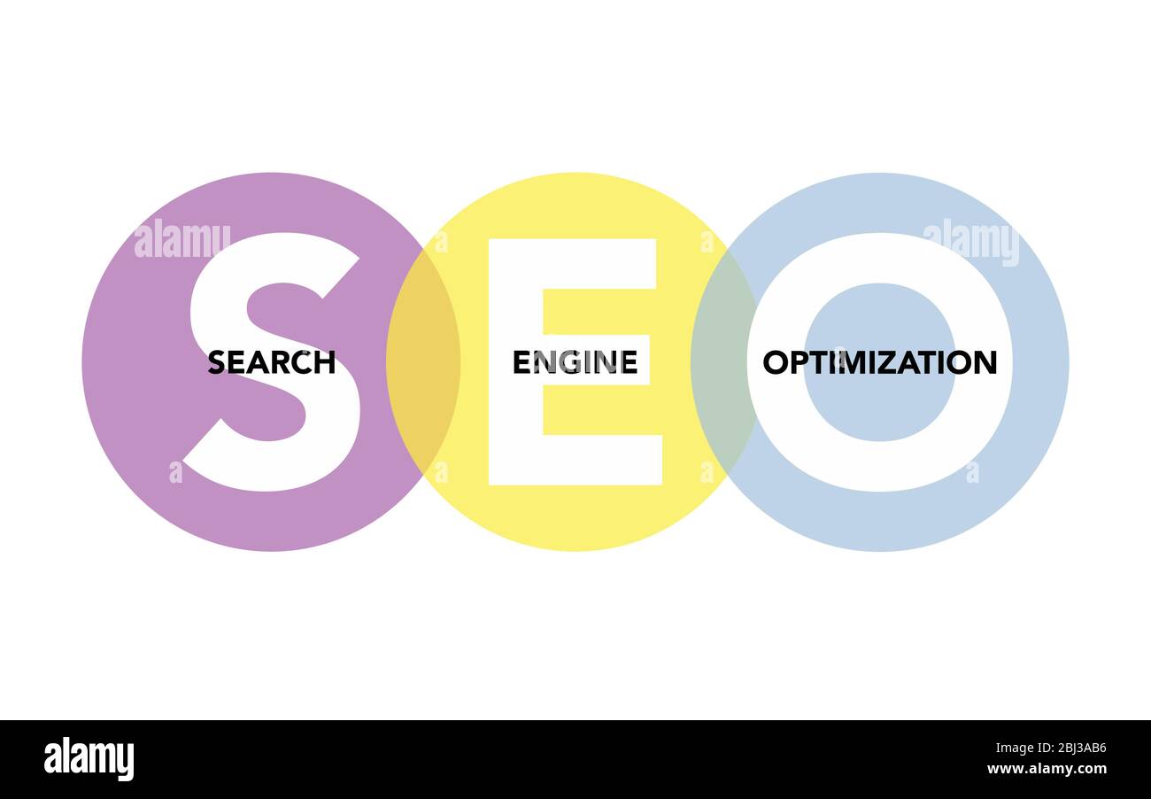 SEO analysis in circles on white background. Abstract flat vector ...