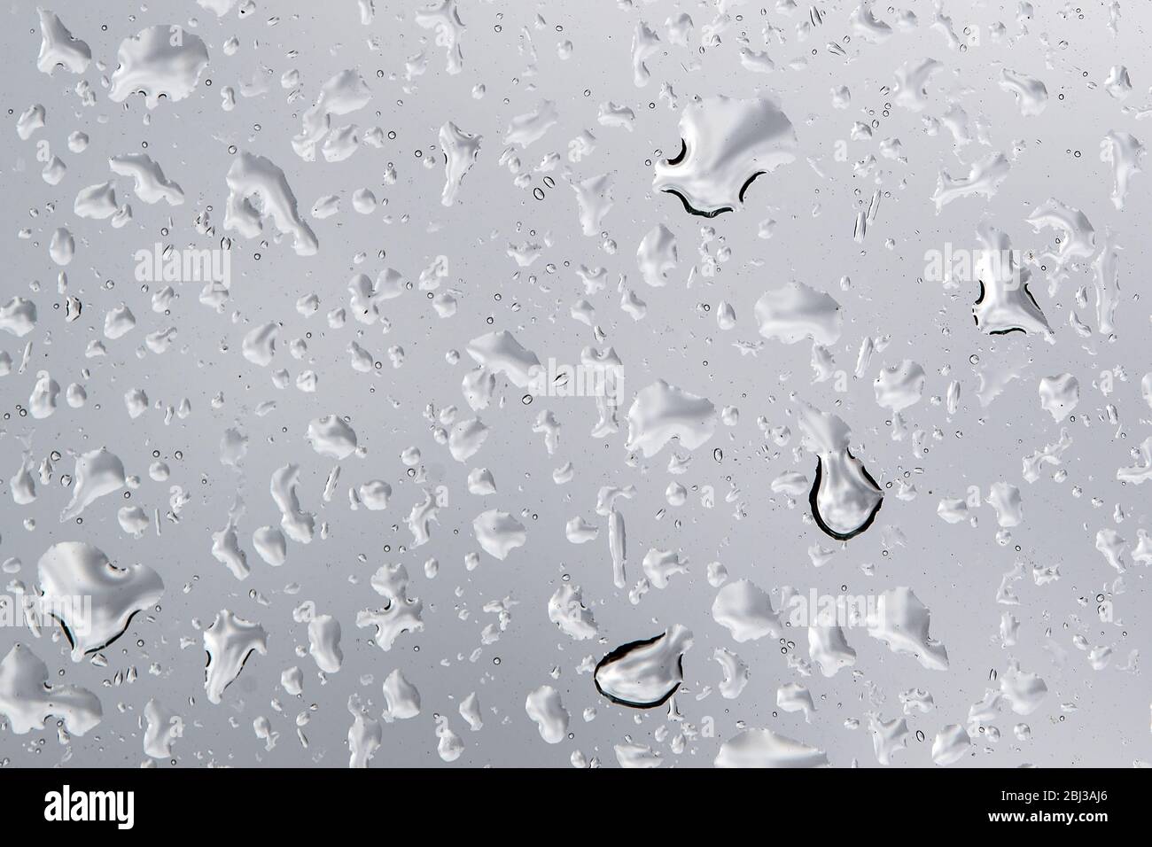28 April 2020, North Rhine-Westphalia, Cologne: Raindrops of rain have ...