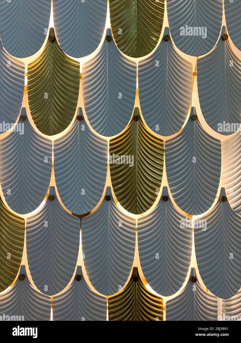 Close up view of leaf shaped ceramic tile background with lights Stock ...