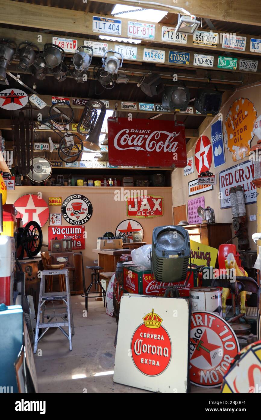 Vintage motoring memorabilia.Colourful vintage advertising signs and ...