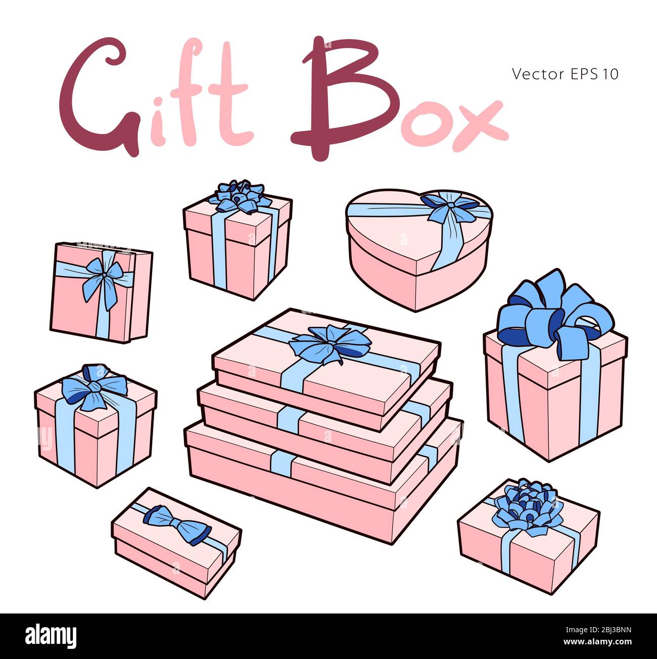 Vector gift box collection with bows and ribbons Stock Vector Image ...