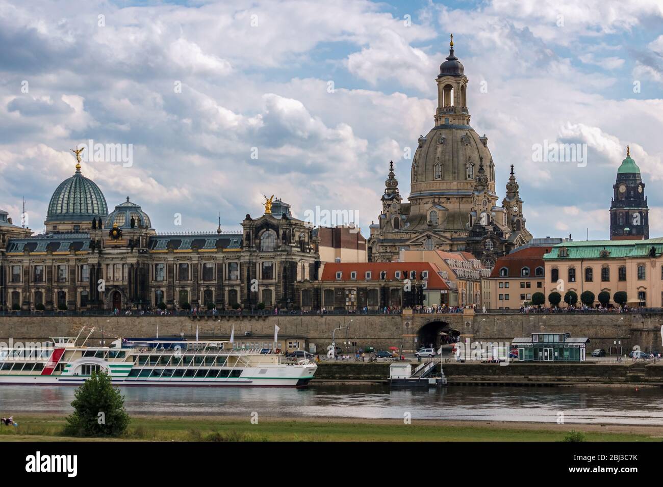 View of the historical centre of Dresden across river Elbe - Germany ...