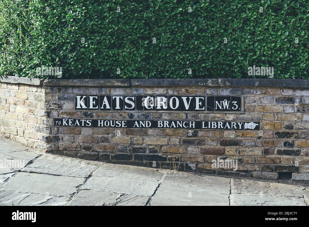 Keats Grove street name sign, Hampstead, London Borough of Camden, UK ...