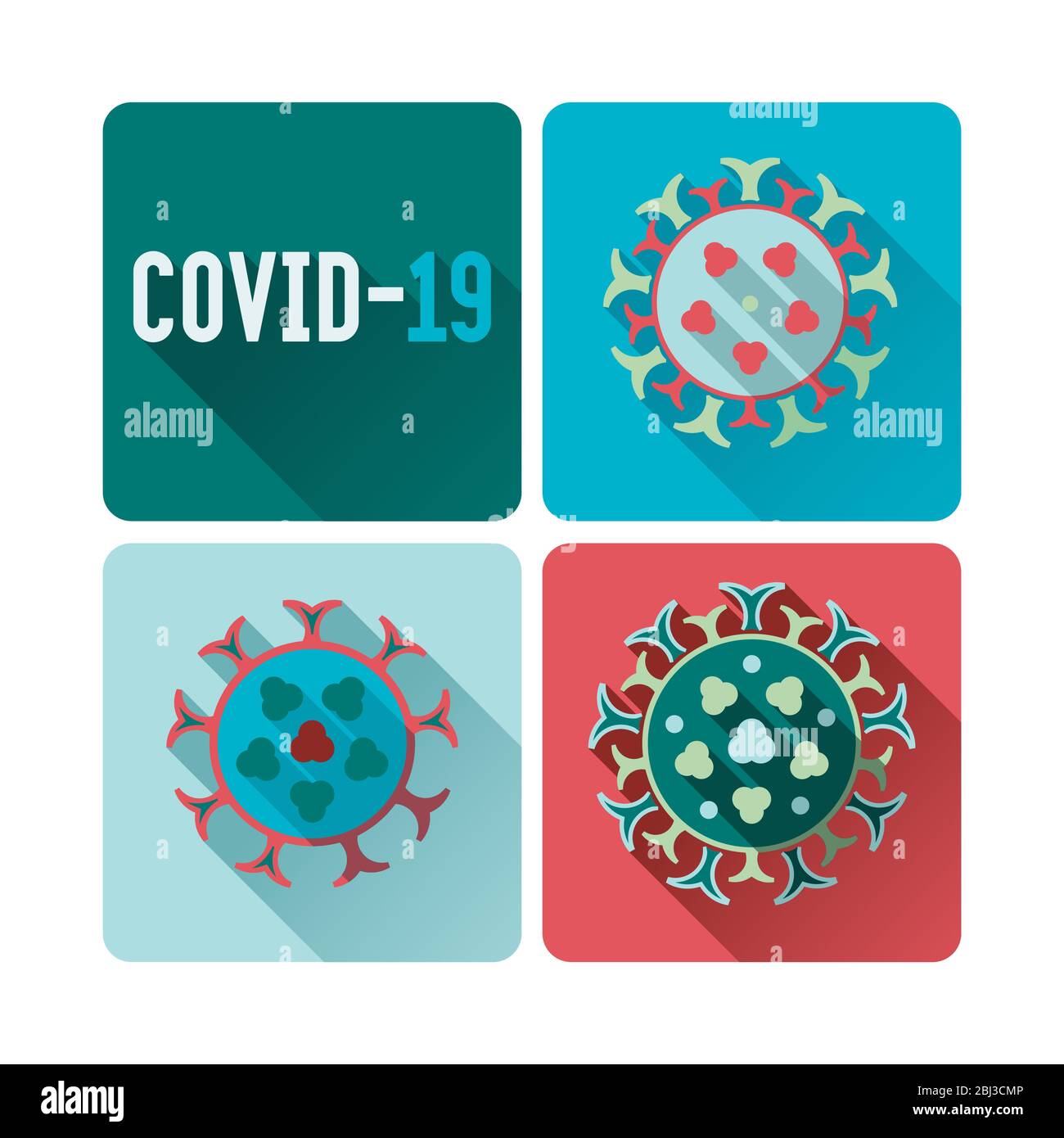 Virus icons set colorful Cut Out Stock Images & Pictures - Alamy