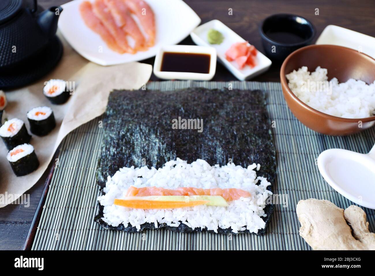 The process of making sushi and rolls Stock Photo - Alamy