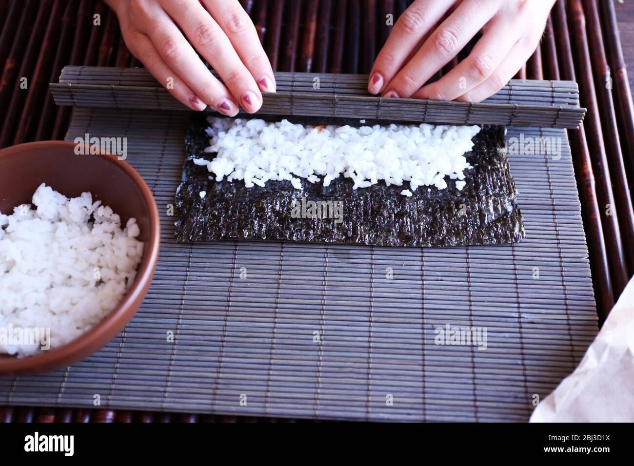 The process of making sushi and rolls Stock Photo - Alamy