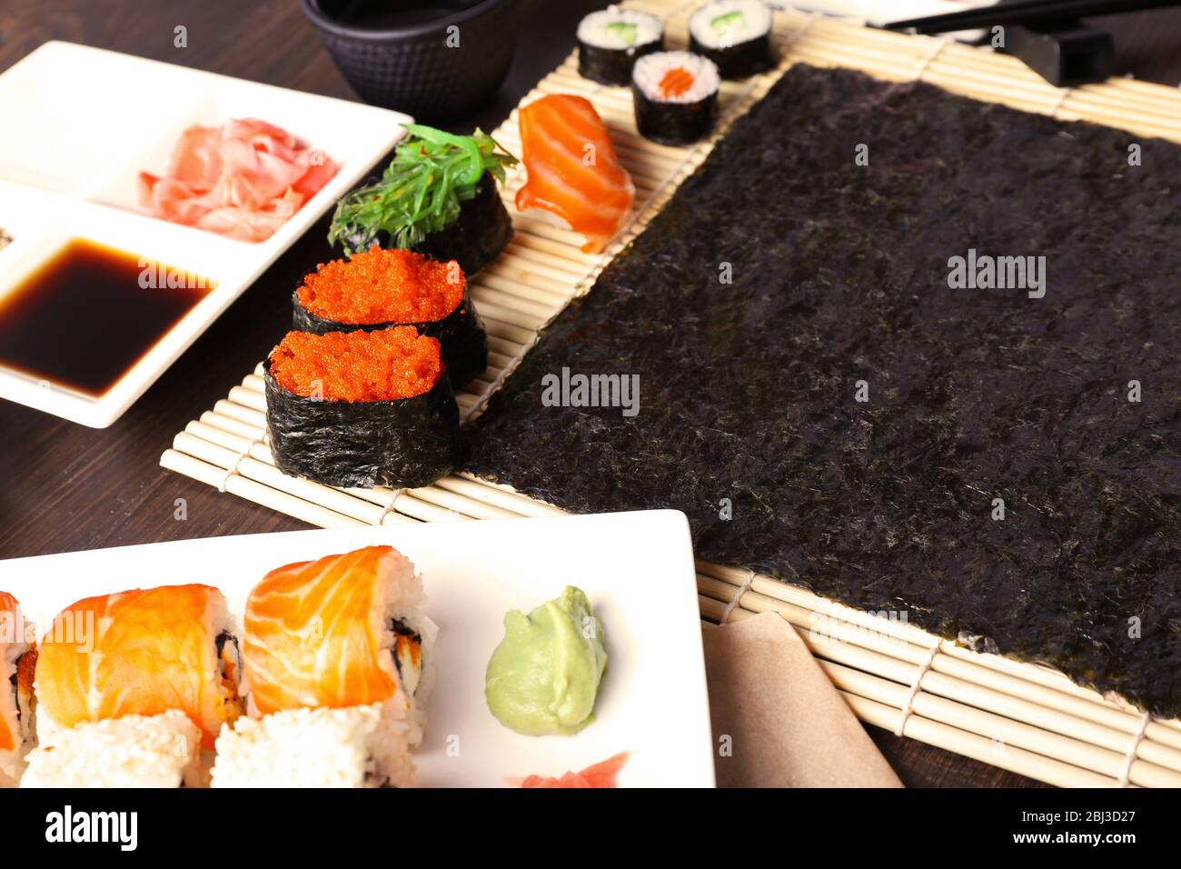 The process of making sushi and rolls Stock Photo - Alamy