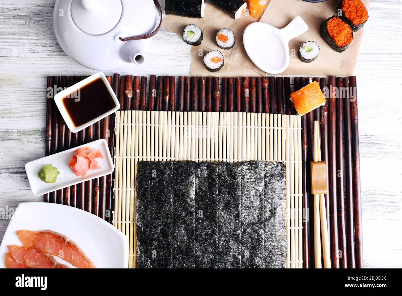 The process of making sushi and rolls Stock Photo - Alamy