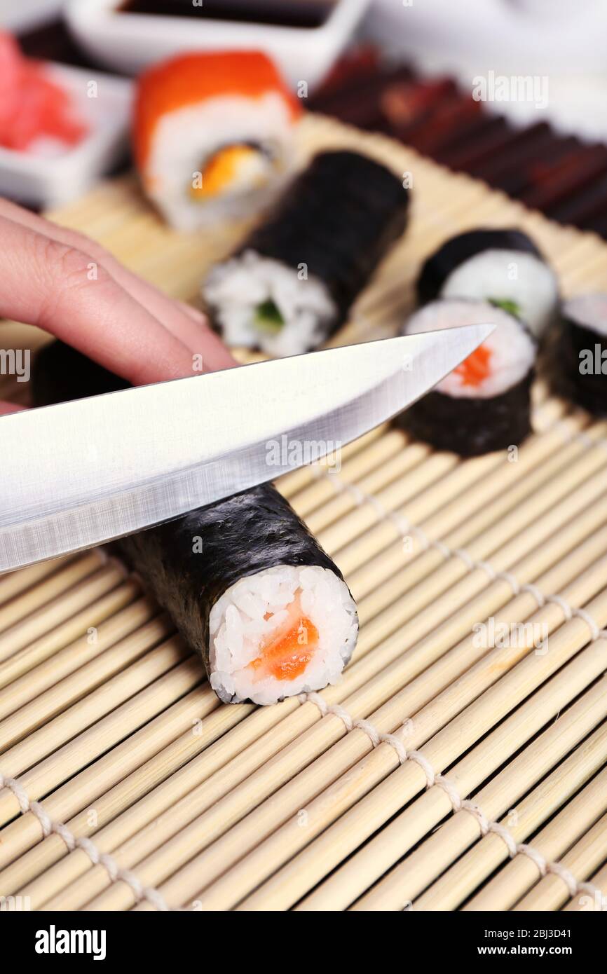 The process of making sushi and rolls Stock Photo - Alamy
