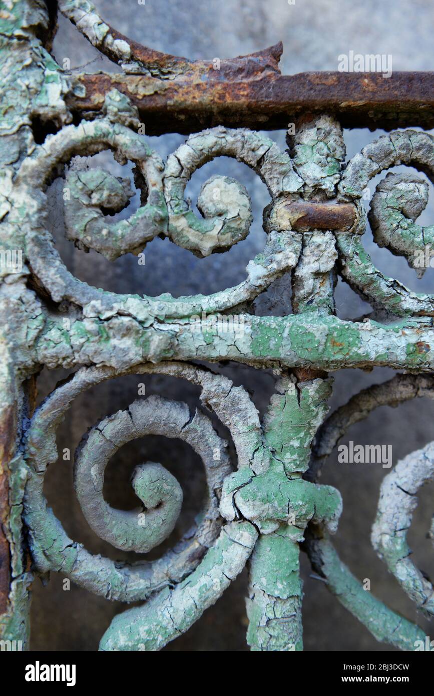 Old rusty forged fence, close up Stock Photo - Alamy